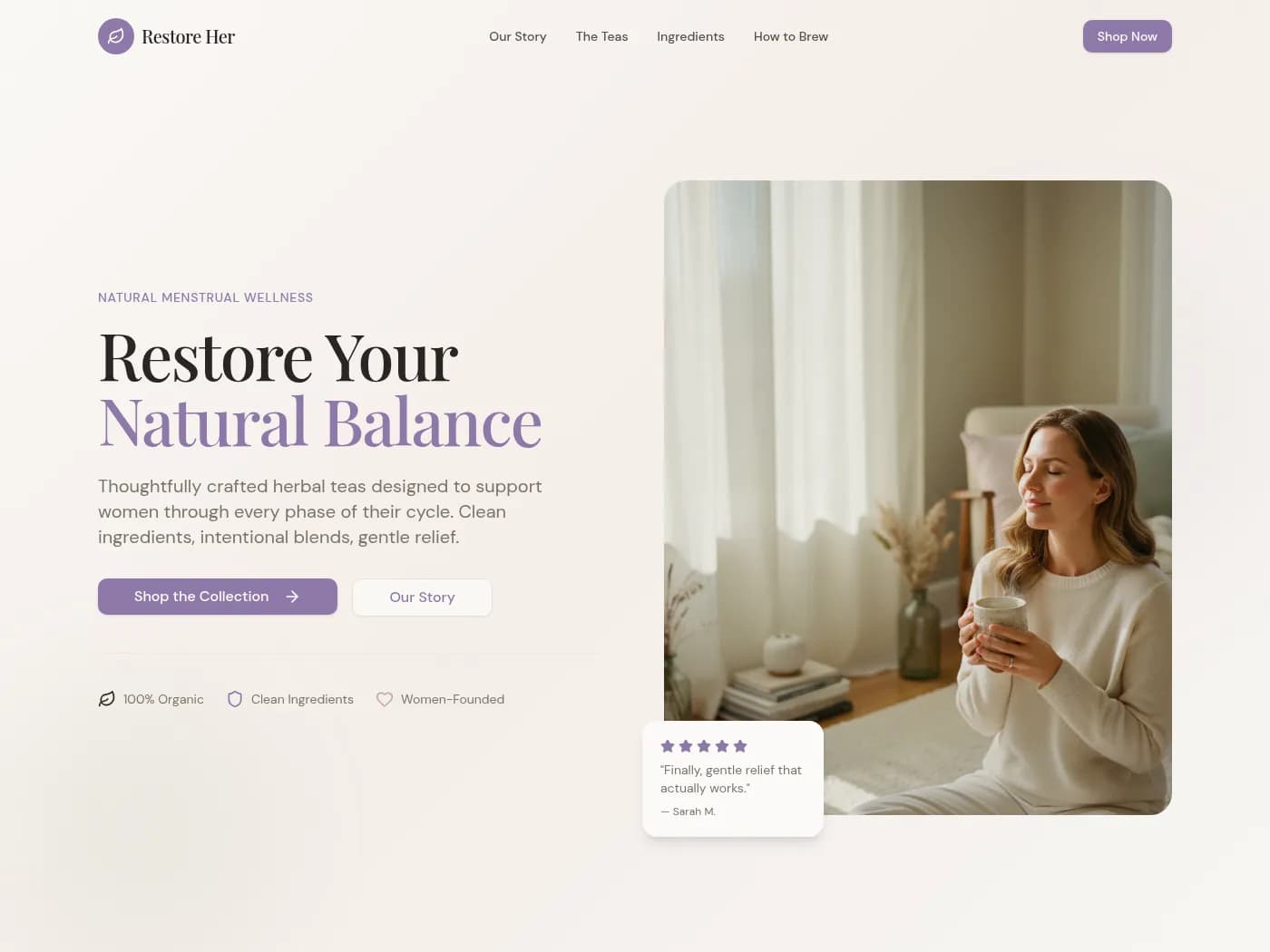 Restore Her Landing Page