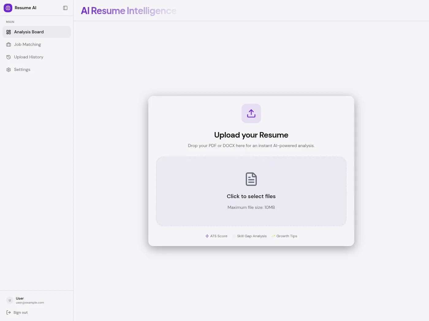 Resume AI Analyzer Dashboard