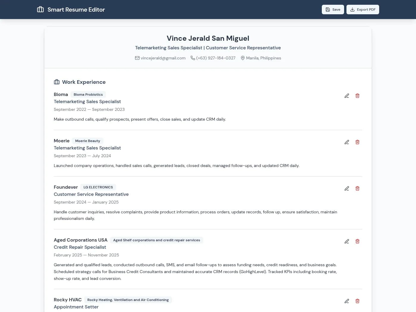 Smart Resume Editor