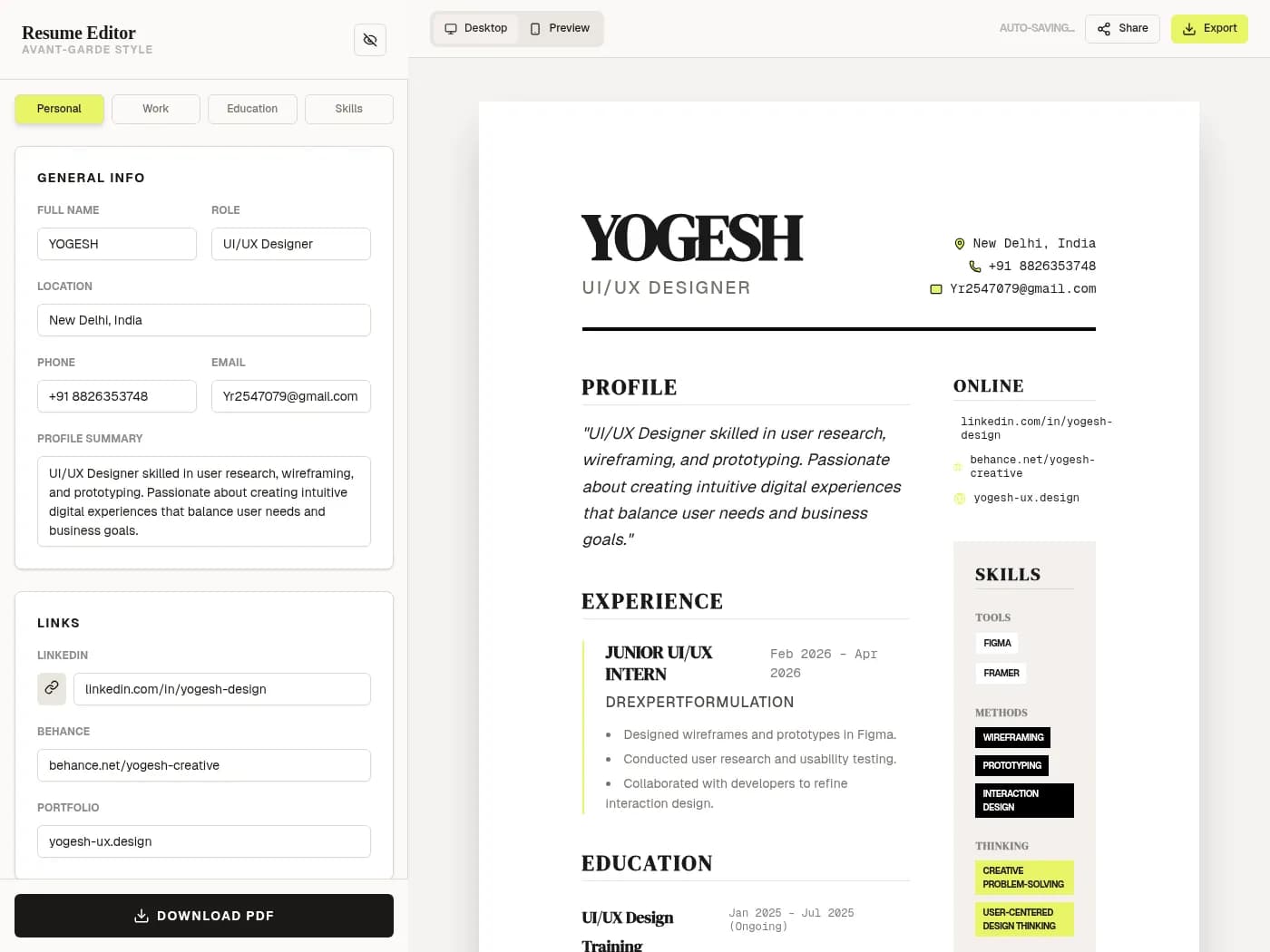 Aesthetic Resume PDF