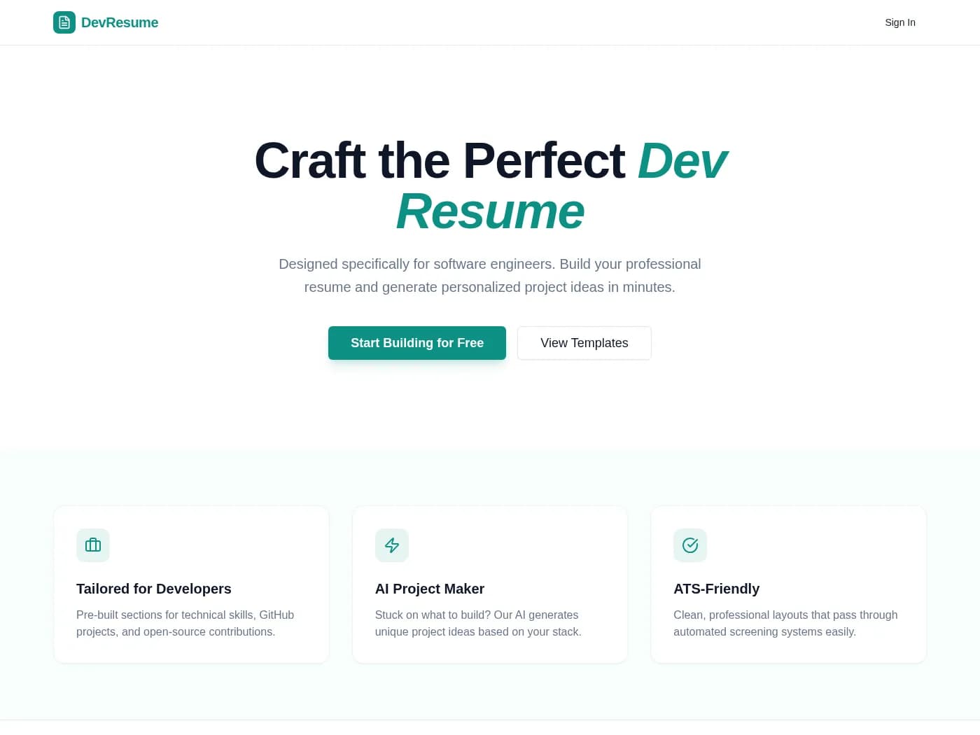Dev Resume & Projects Maker