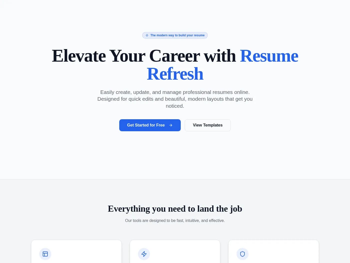 Resume Refresh Website