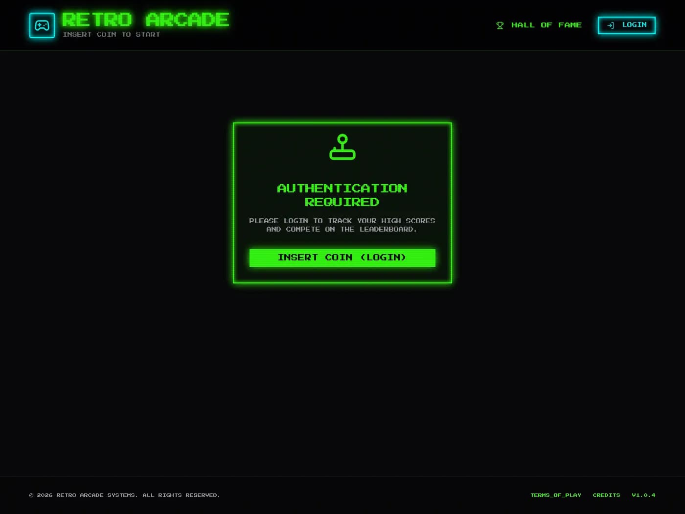 Retro Games Web Arcade