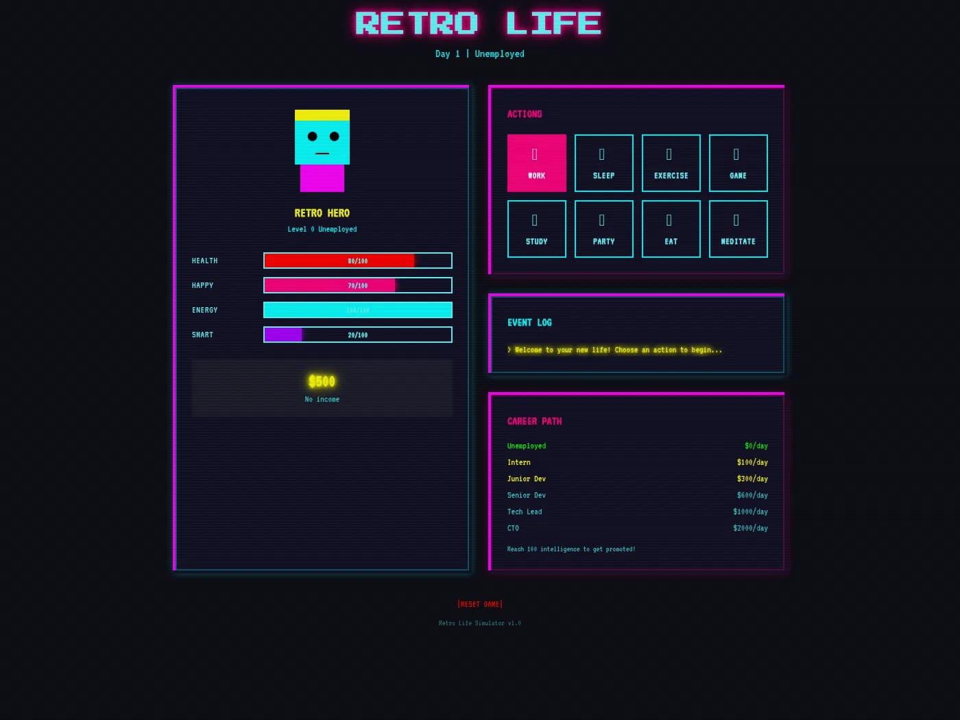 Retro Life Simulator