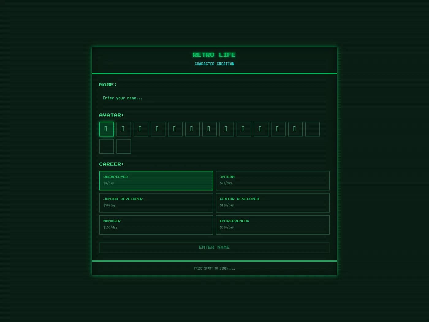 Retro Life Sim