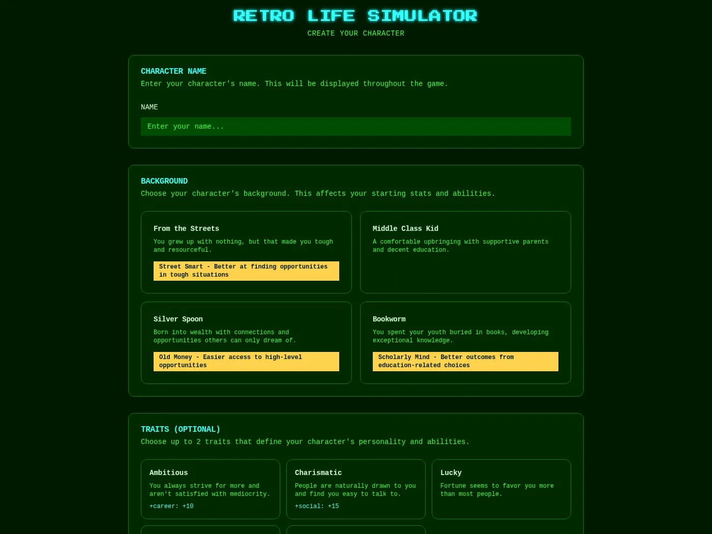 Retro Life Simulator