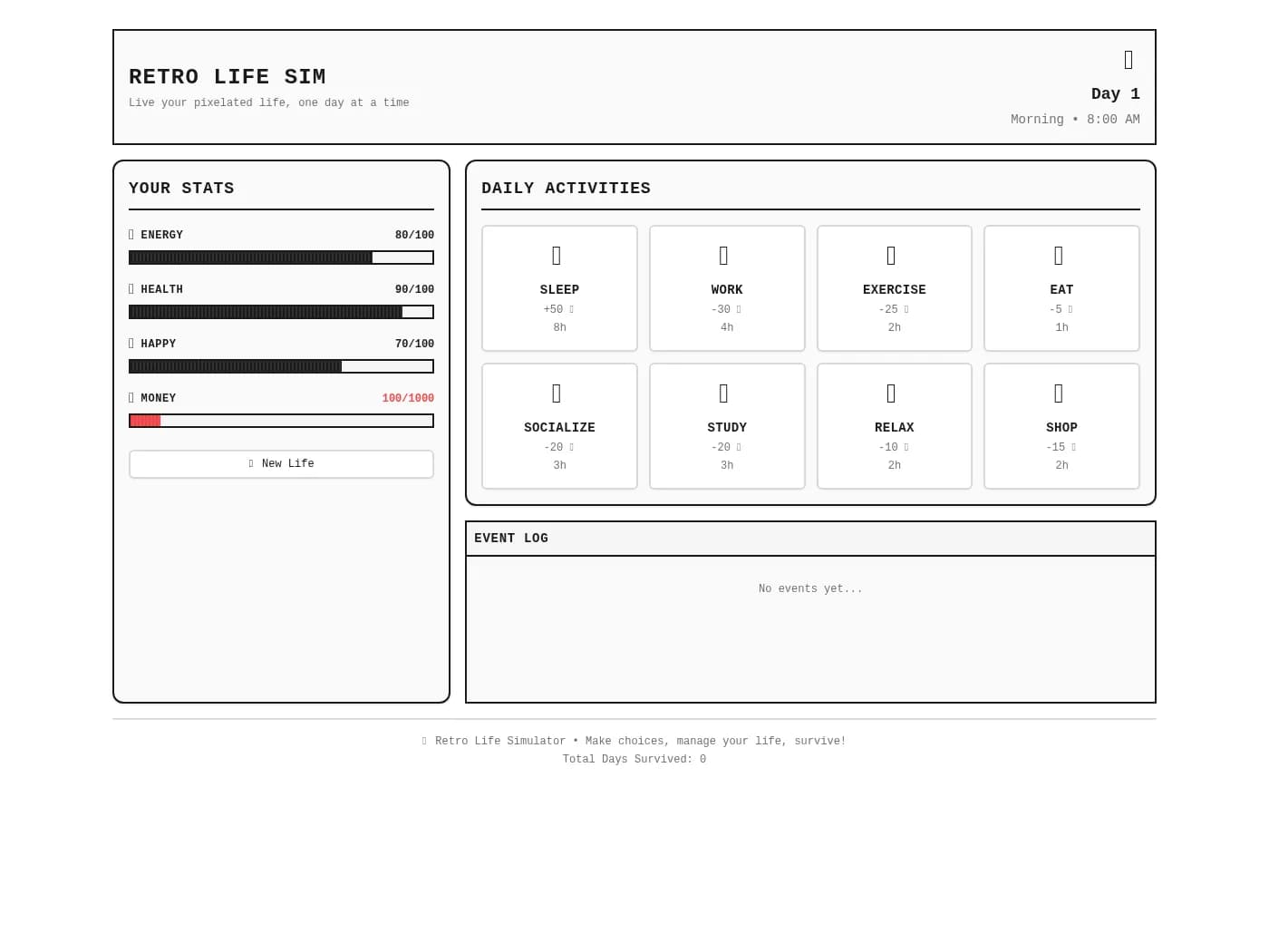 Retro Life Simulator