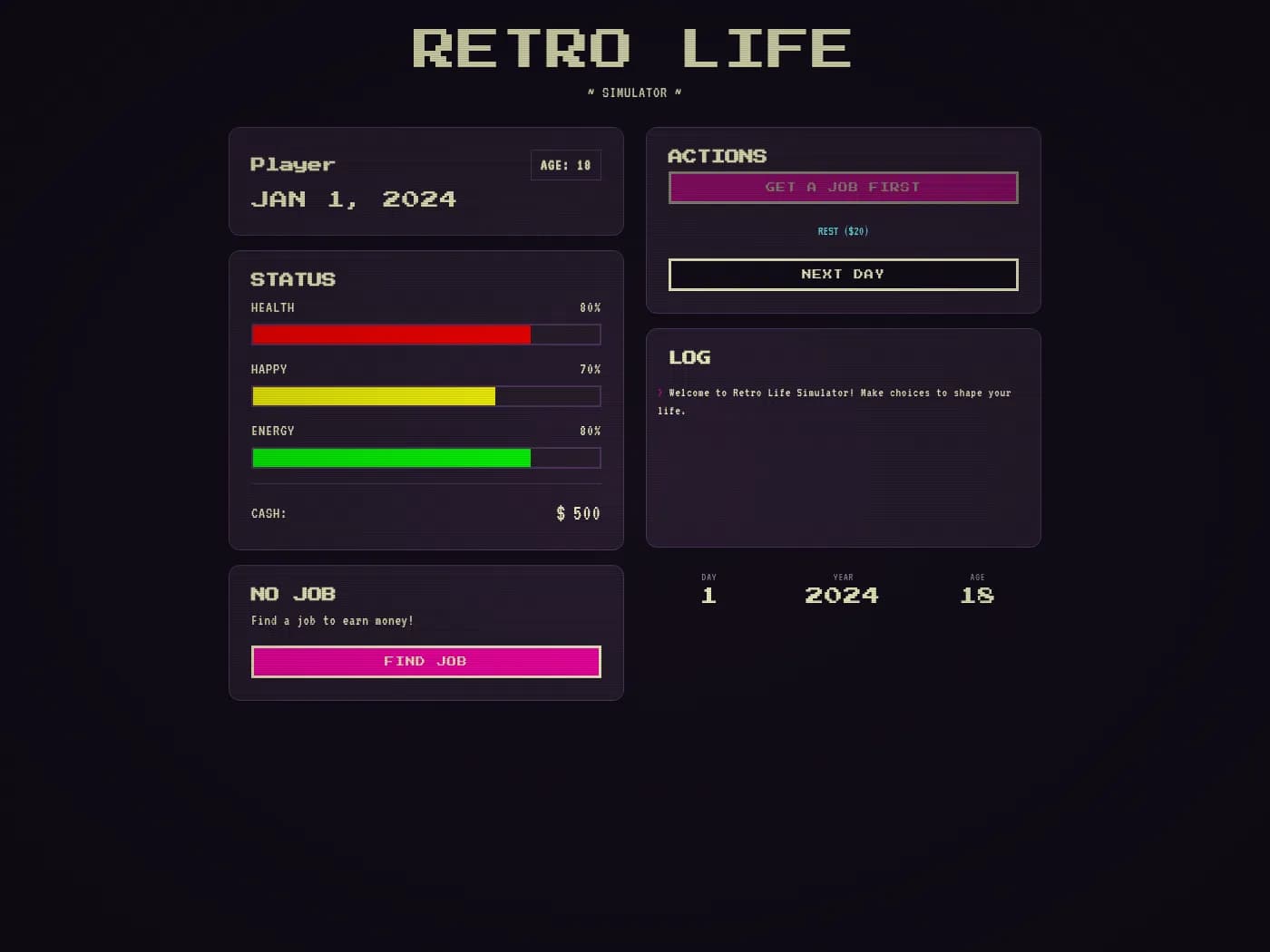 Retro Life Simulator