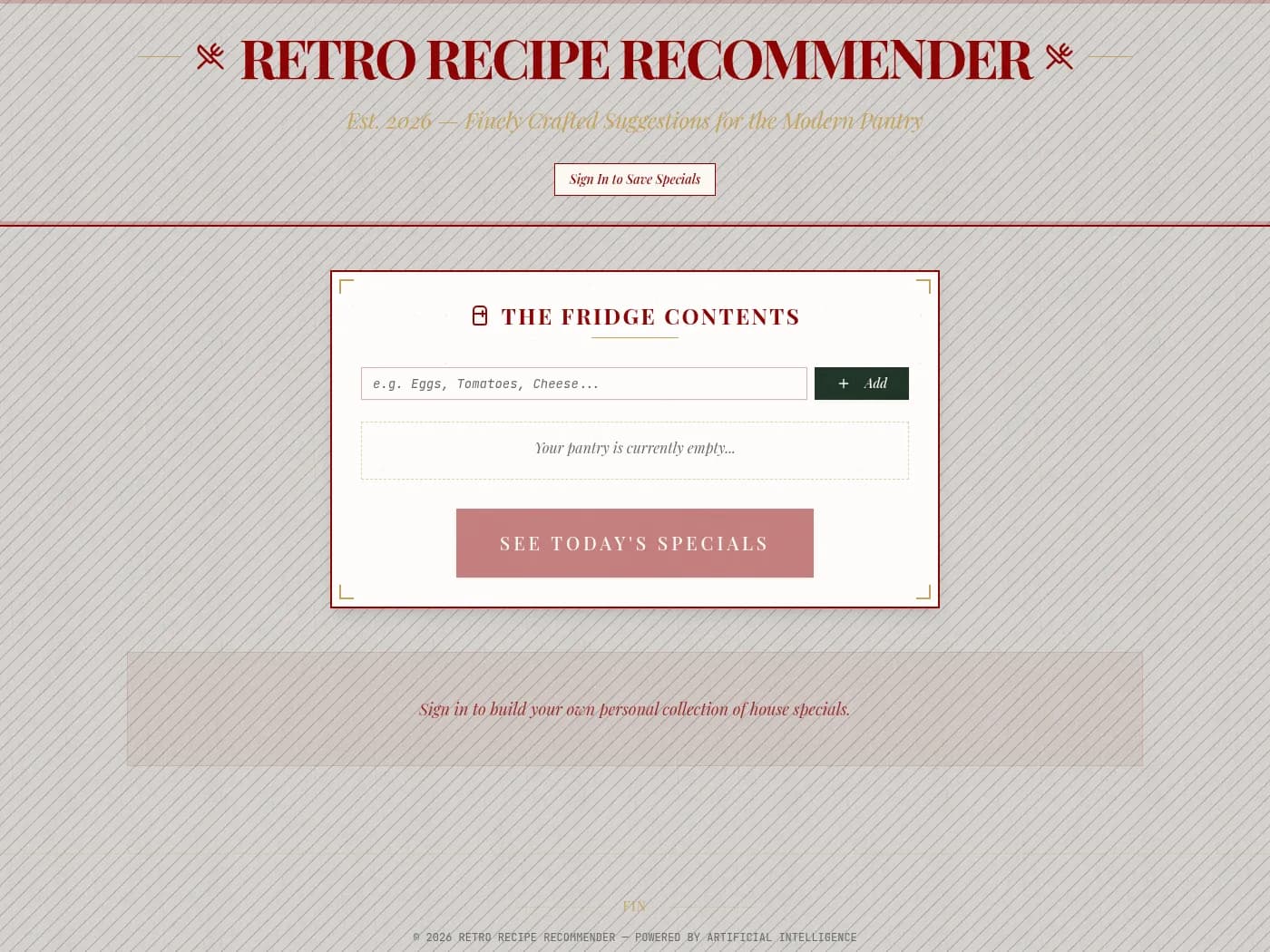 Retro Recipe Recommender