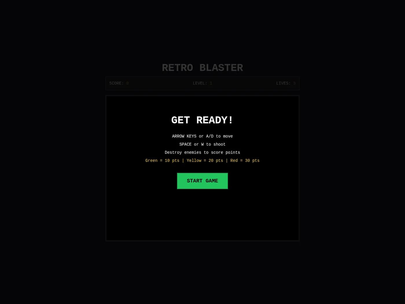 Retro Blaster Game