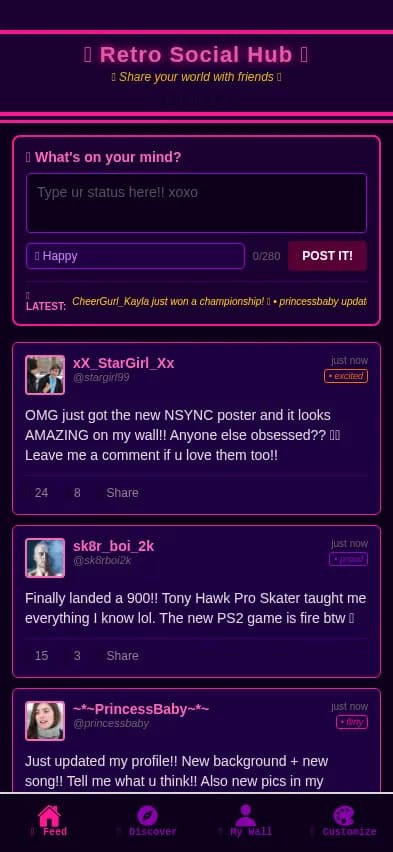 Retro Social Hub
