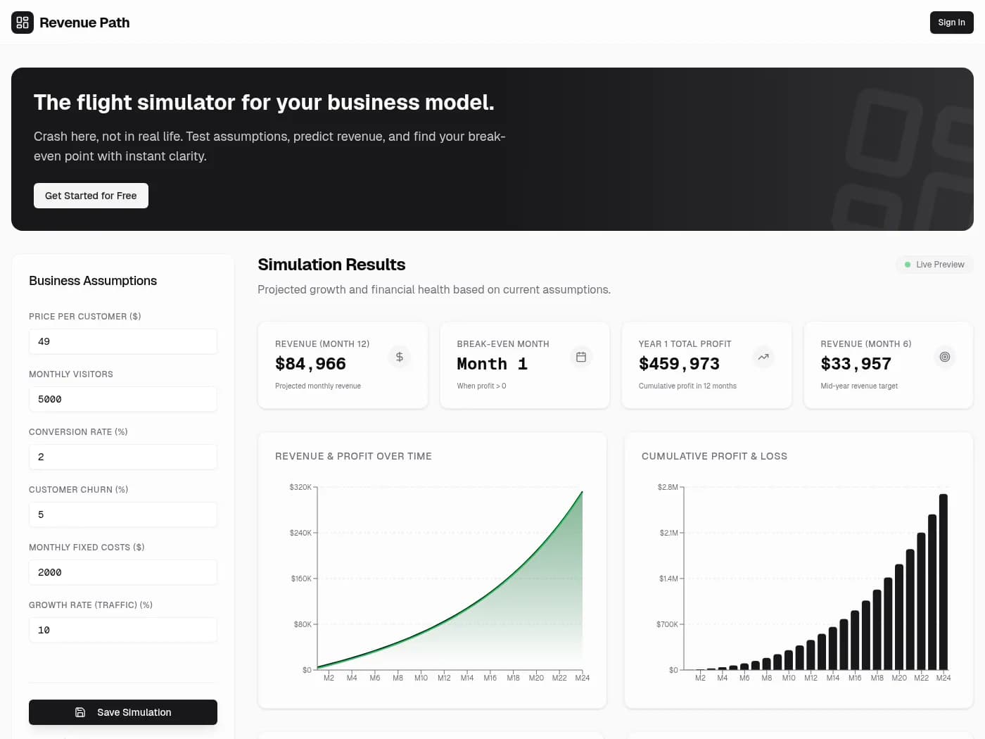 Revenue Path Simulator