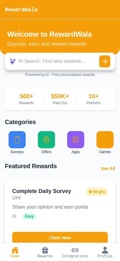 RewardWala Search App
