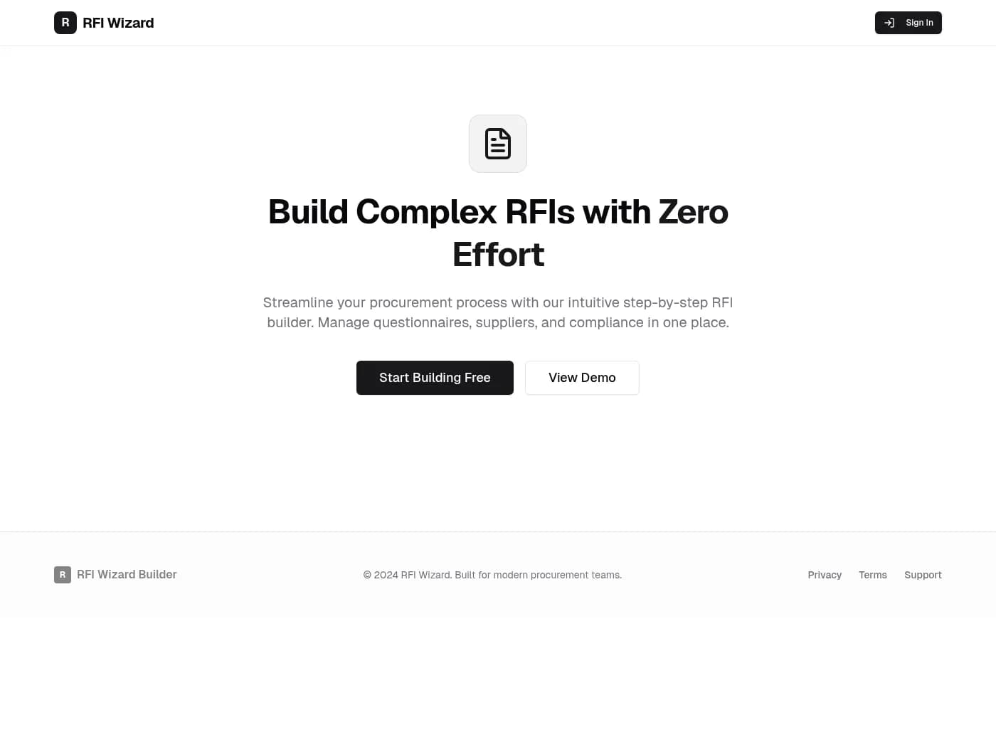 RFI Wizard Builder