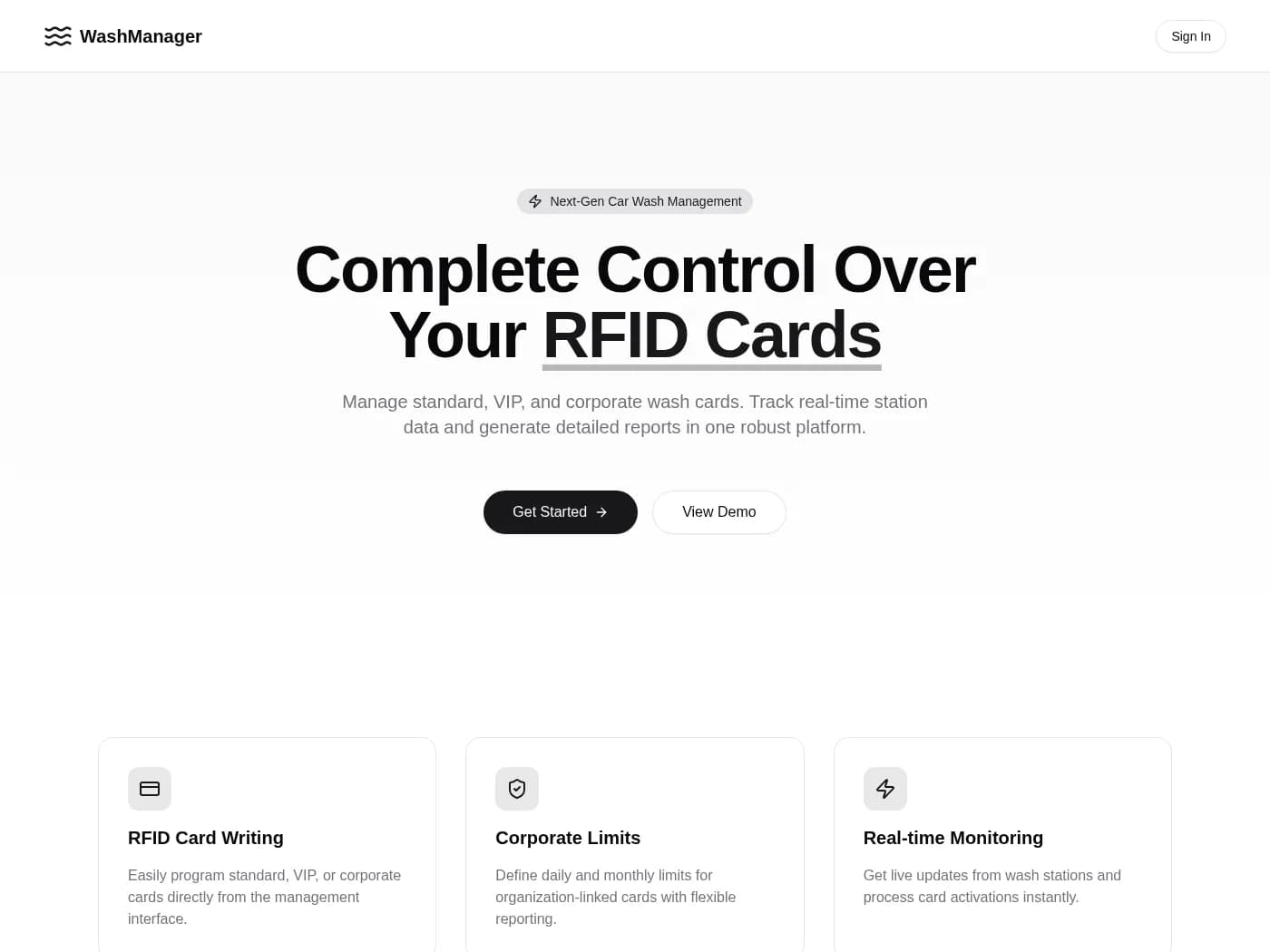 RFID Wash Card Manager