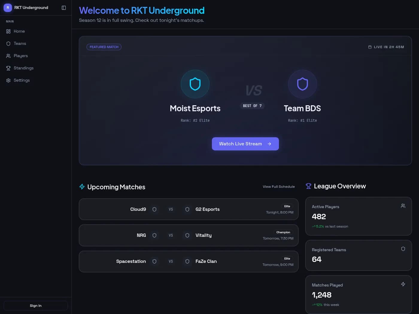 Rocket Underground League Hub
