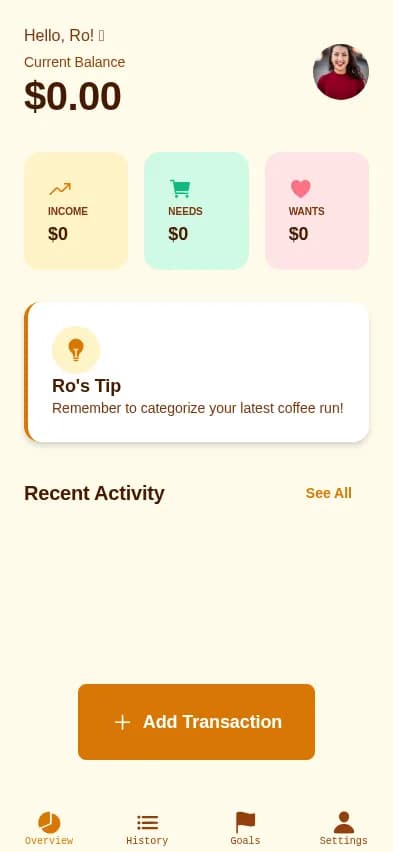 Ro Personal Finance App