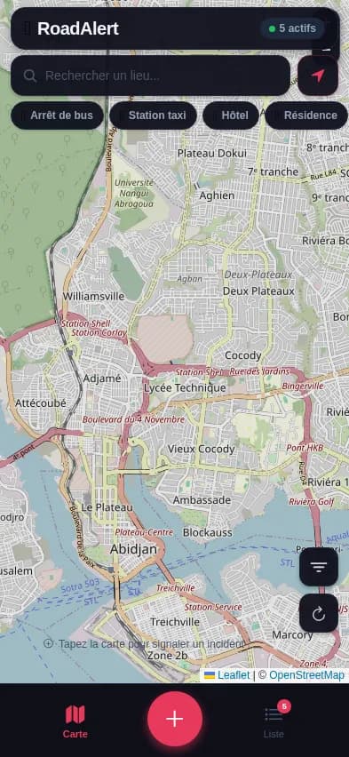 RoadAlert Map App