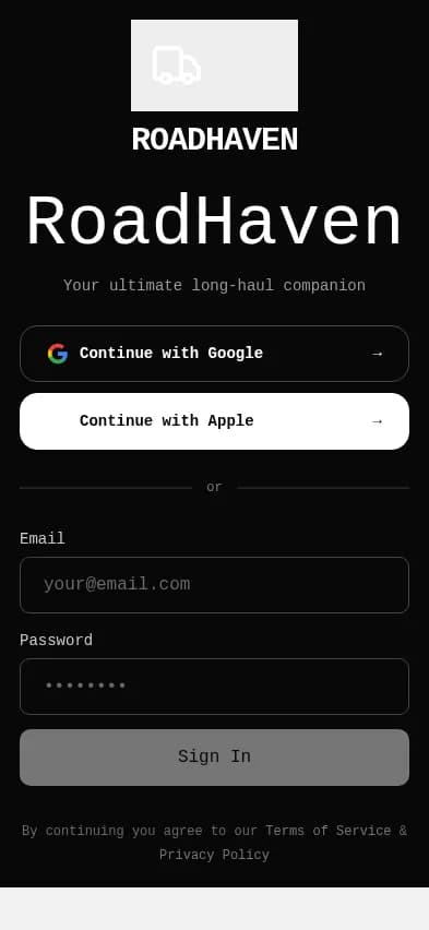 RoadHaven Companion App