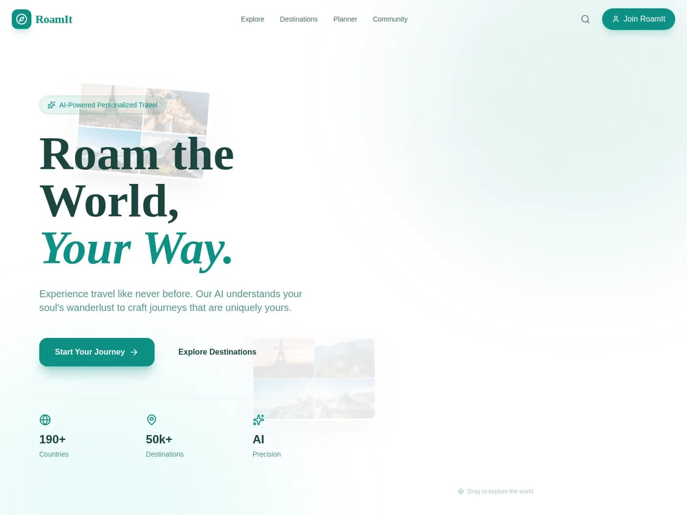 RoamIt 3D Travel Landing