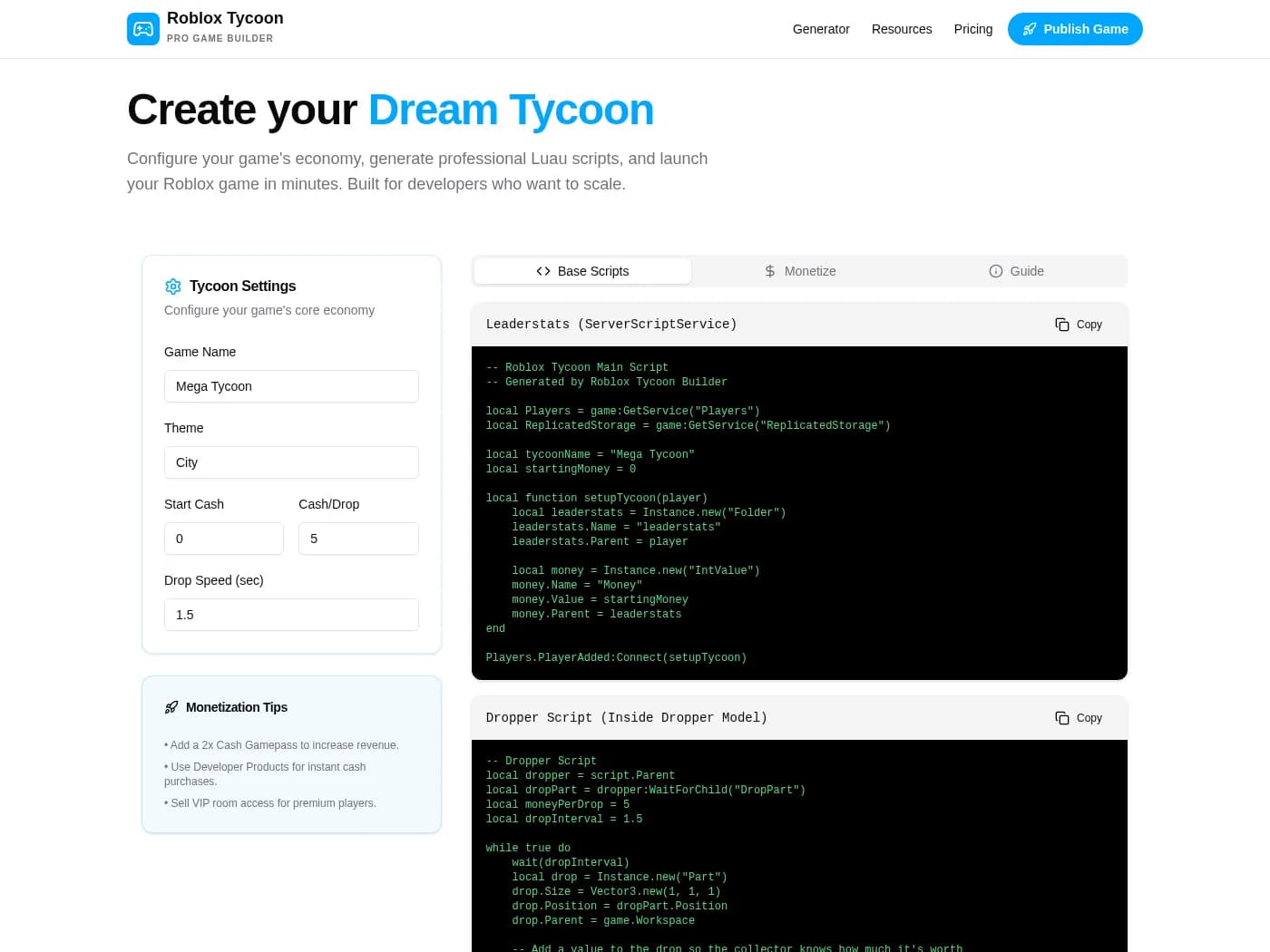 Roblox Tycoon Builder