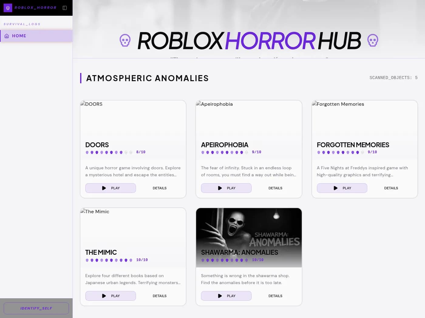 Horror Roblox Game Hub