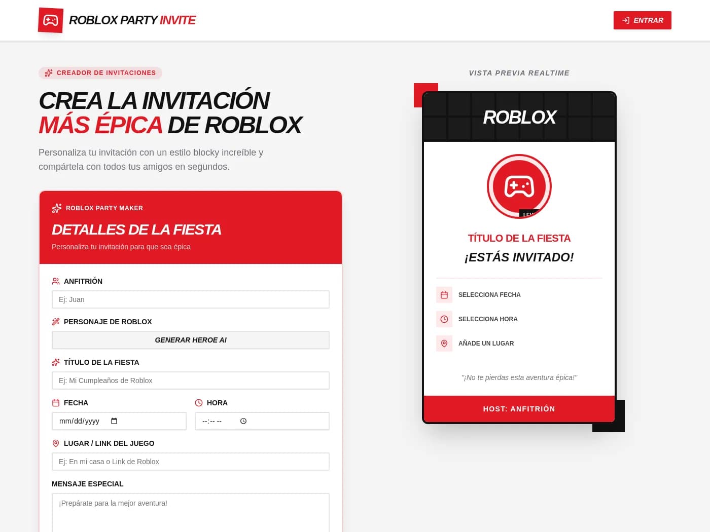 Roblox Party Invite