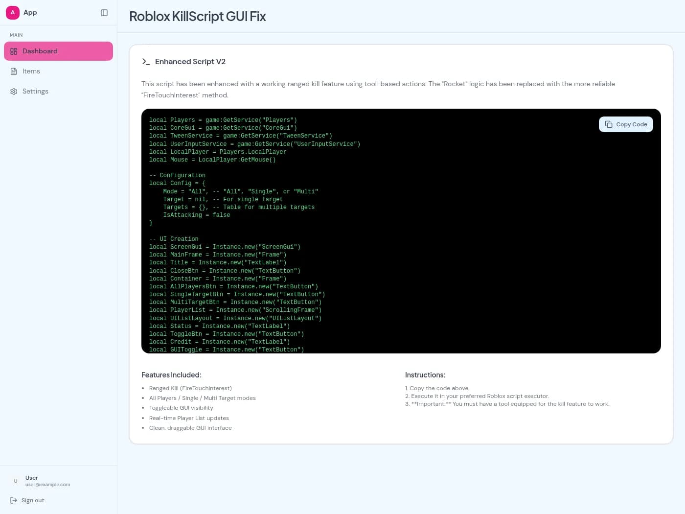 Roblox KillScript GUI Fix