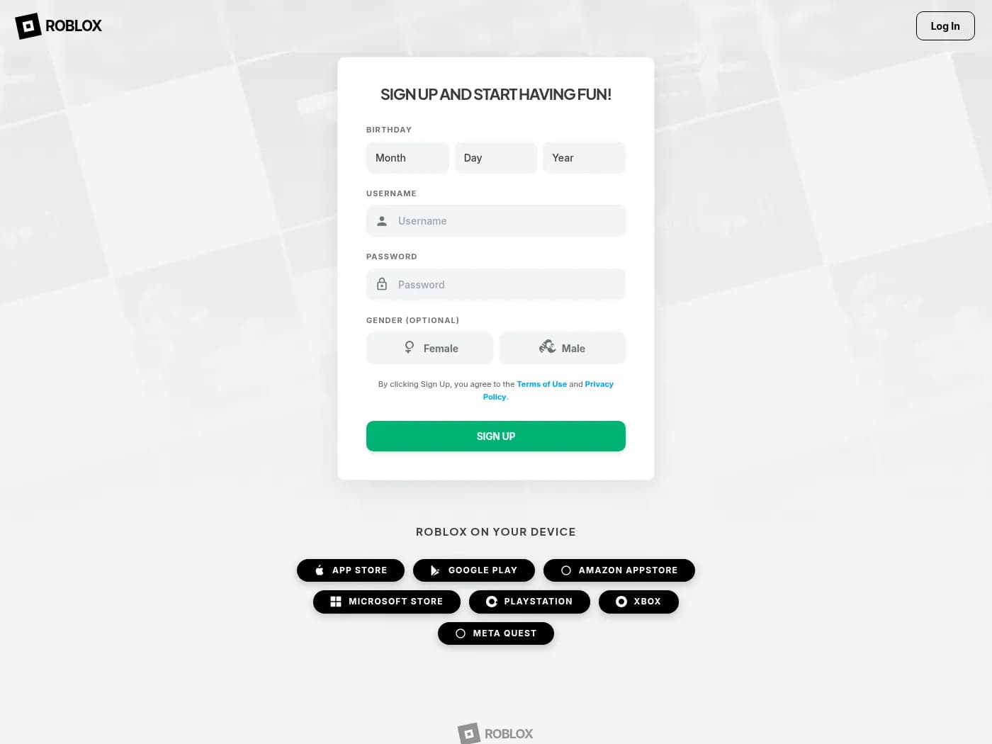 Roblox Login Clone