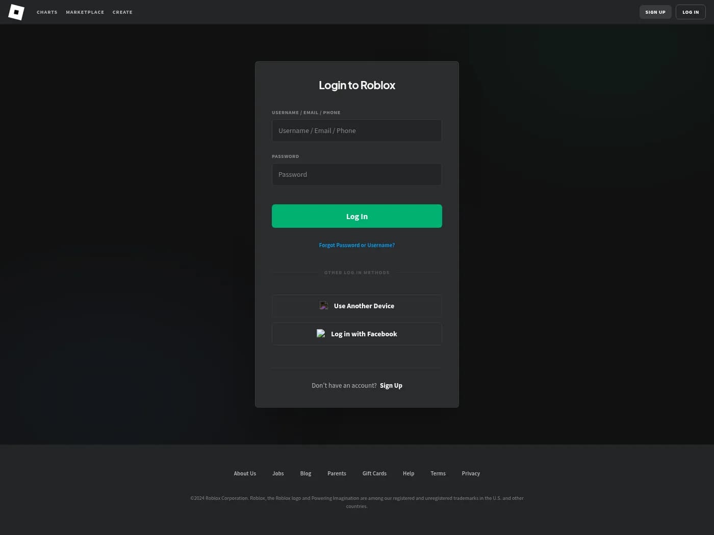 Roblox Login Clone