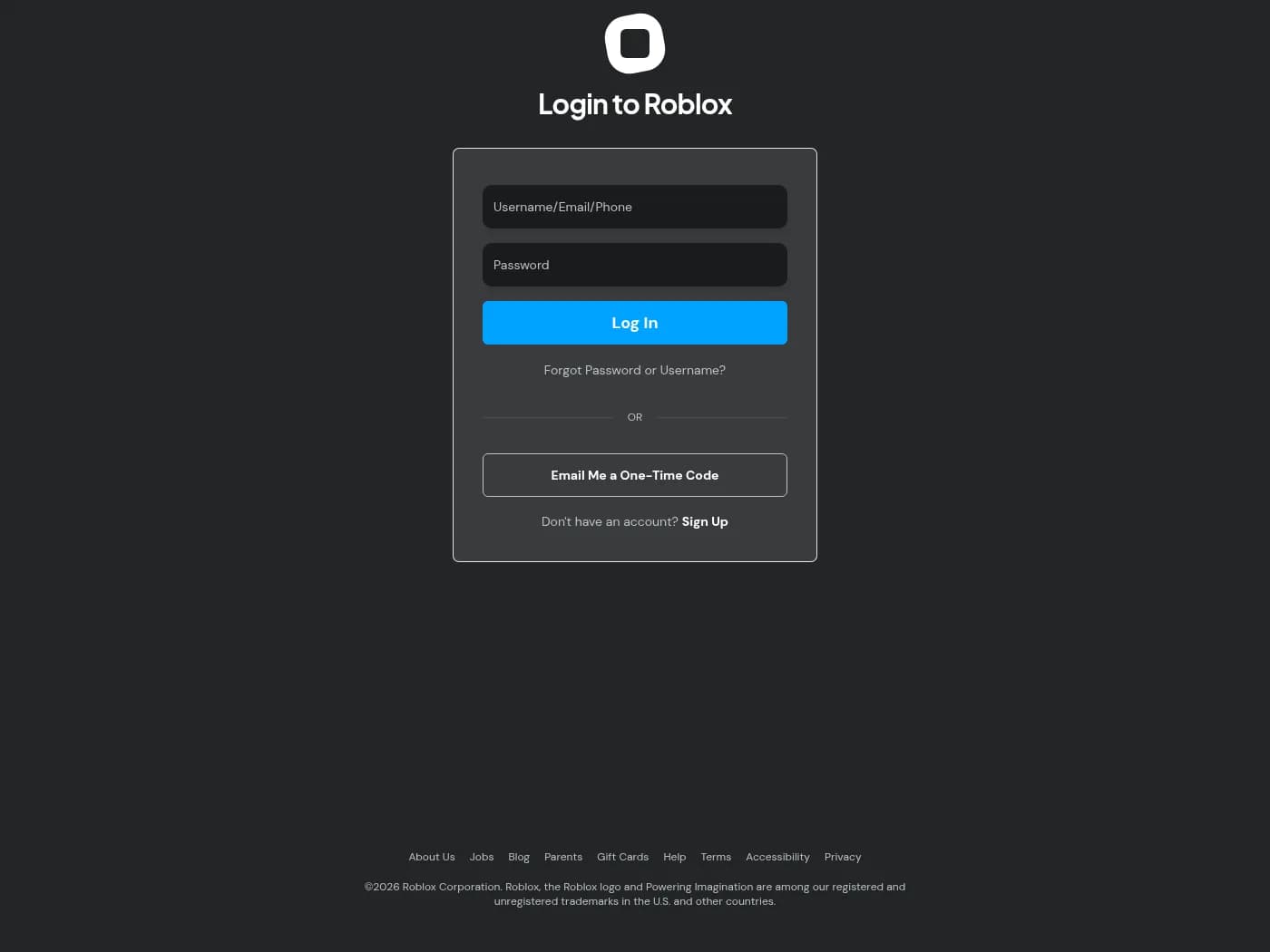 Roblox Login Clone