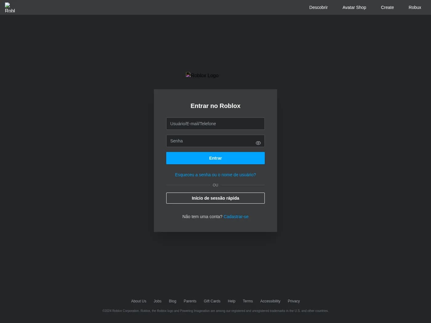 Roblox Login Clone