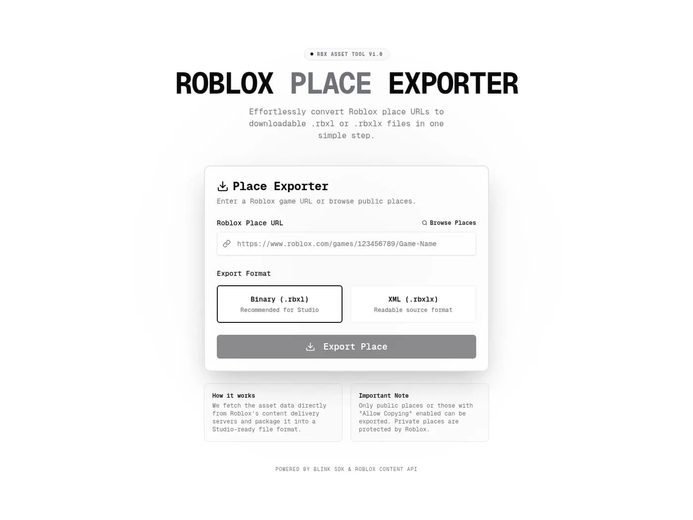 Roblox Place Exporter