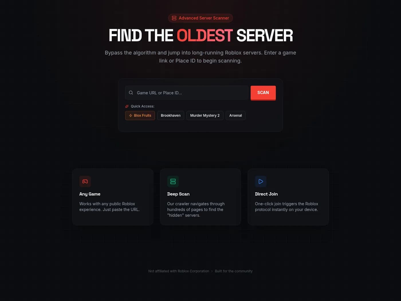 Roblox Oldest Server Finder