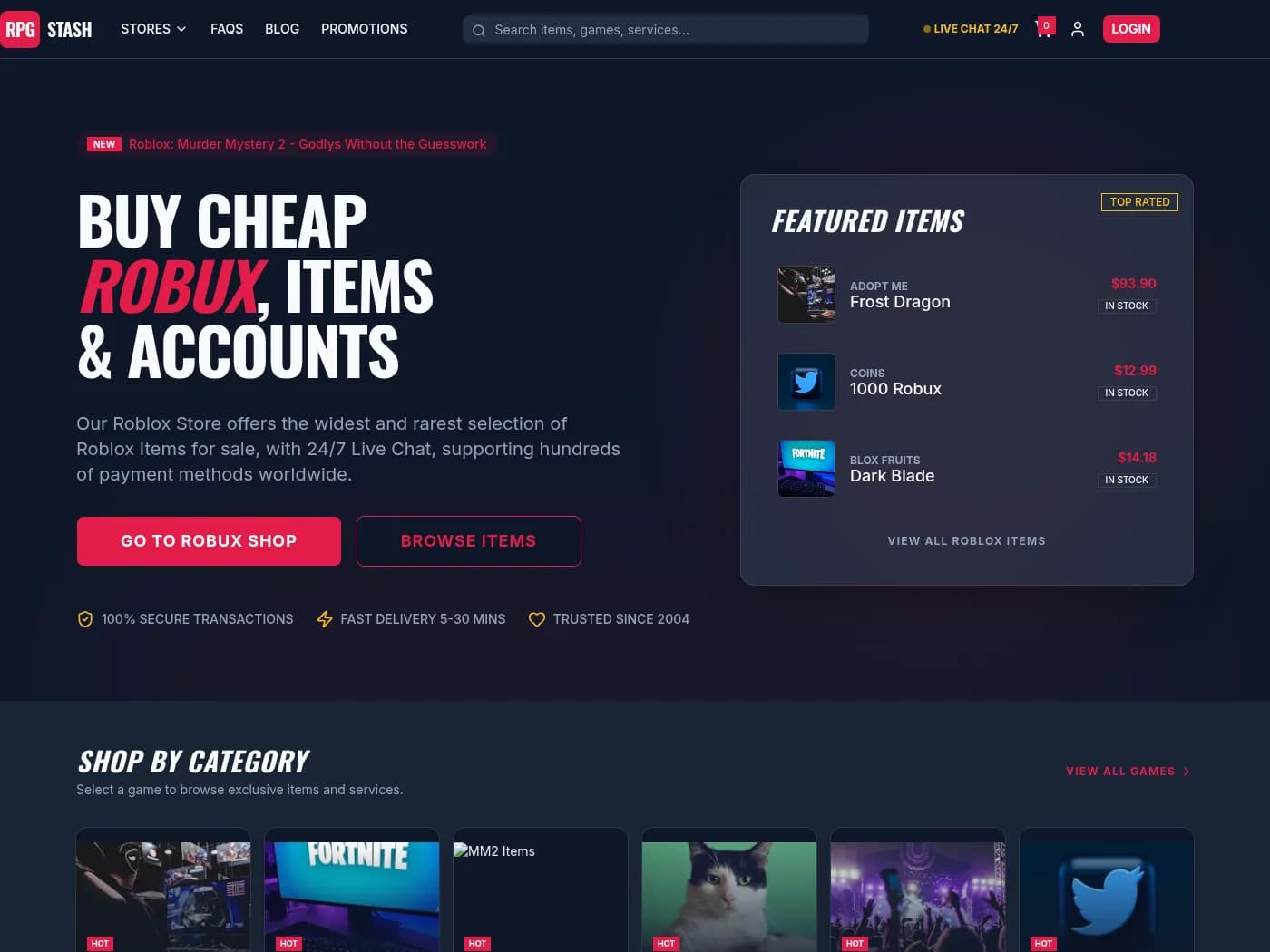 RPGStash Roblox Store Clone