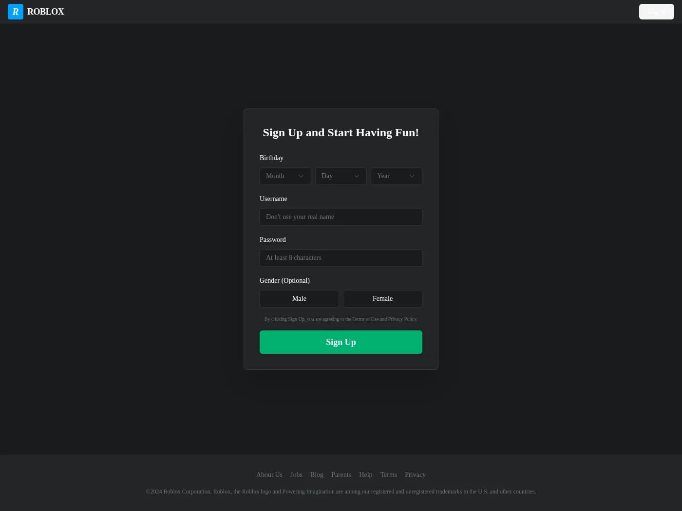 Roblox Web Clone