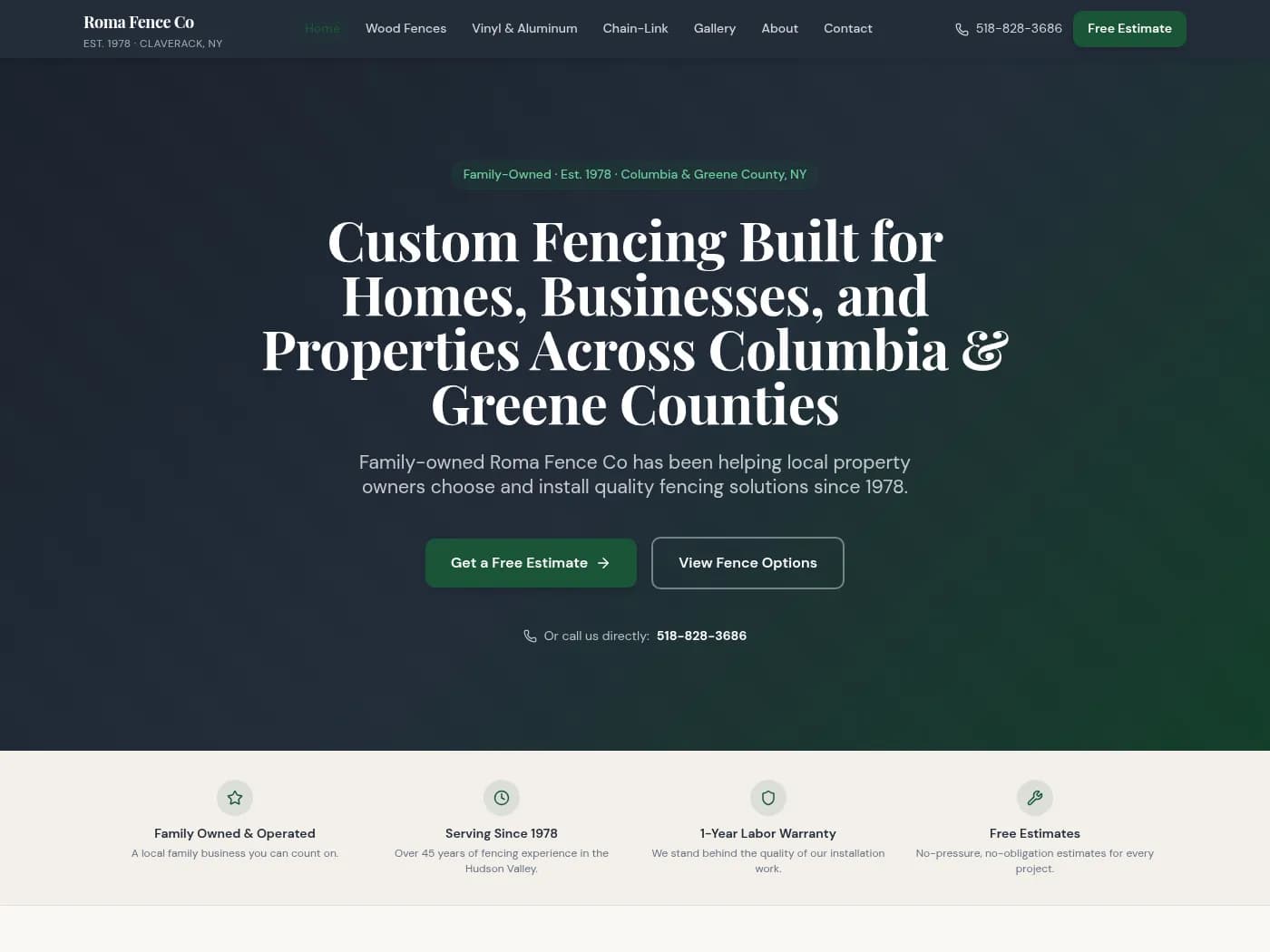Roma Fence Co Website