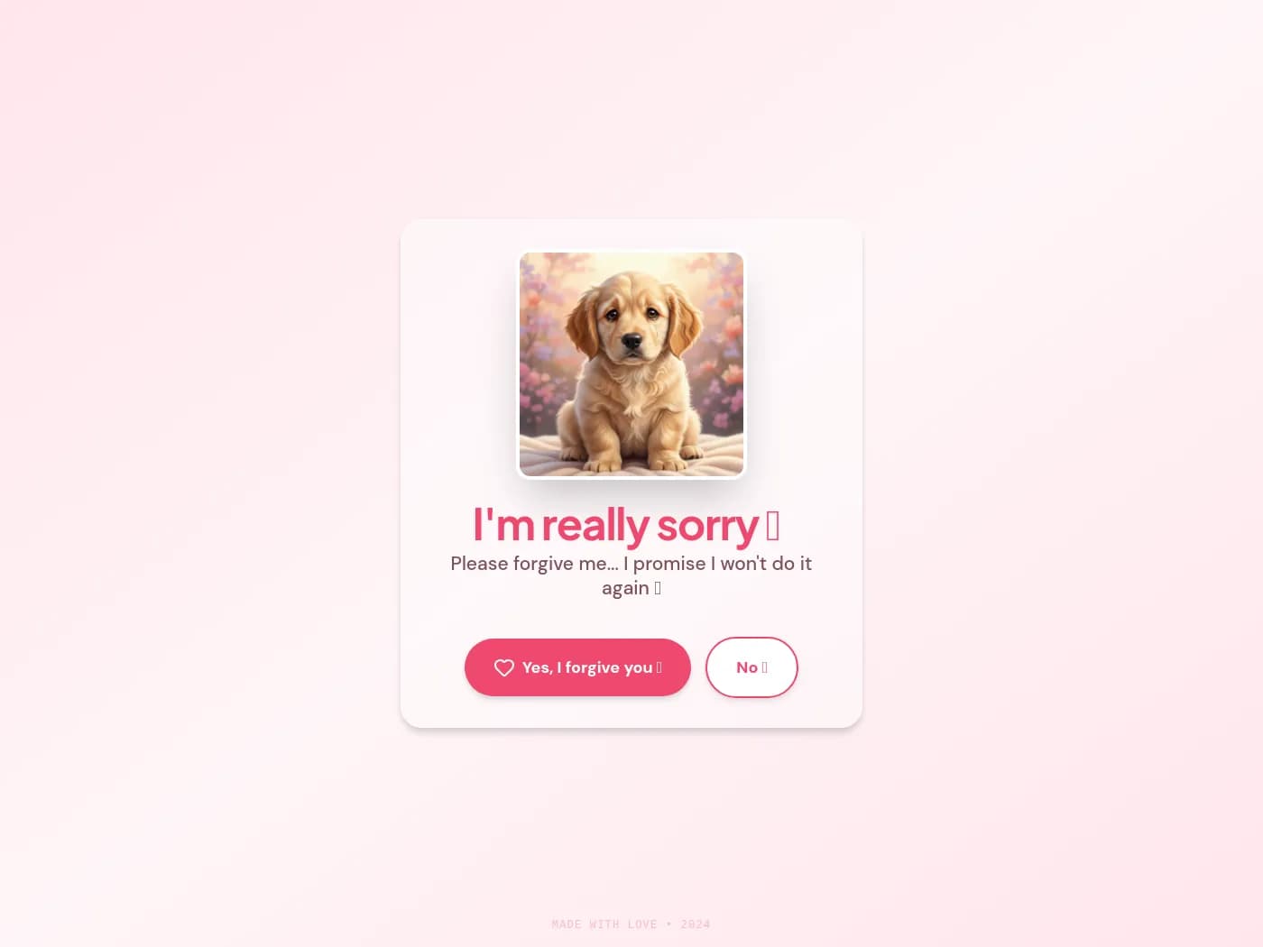 Romantic Apology Page