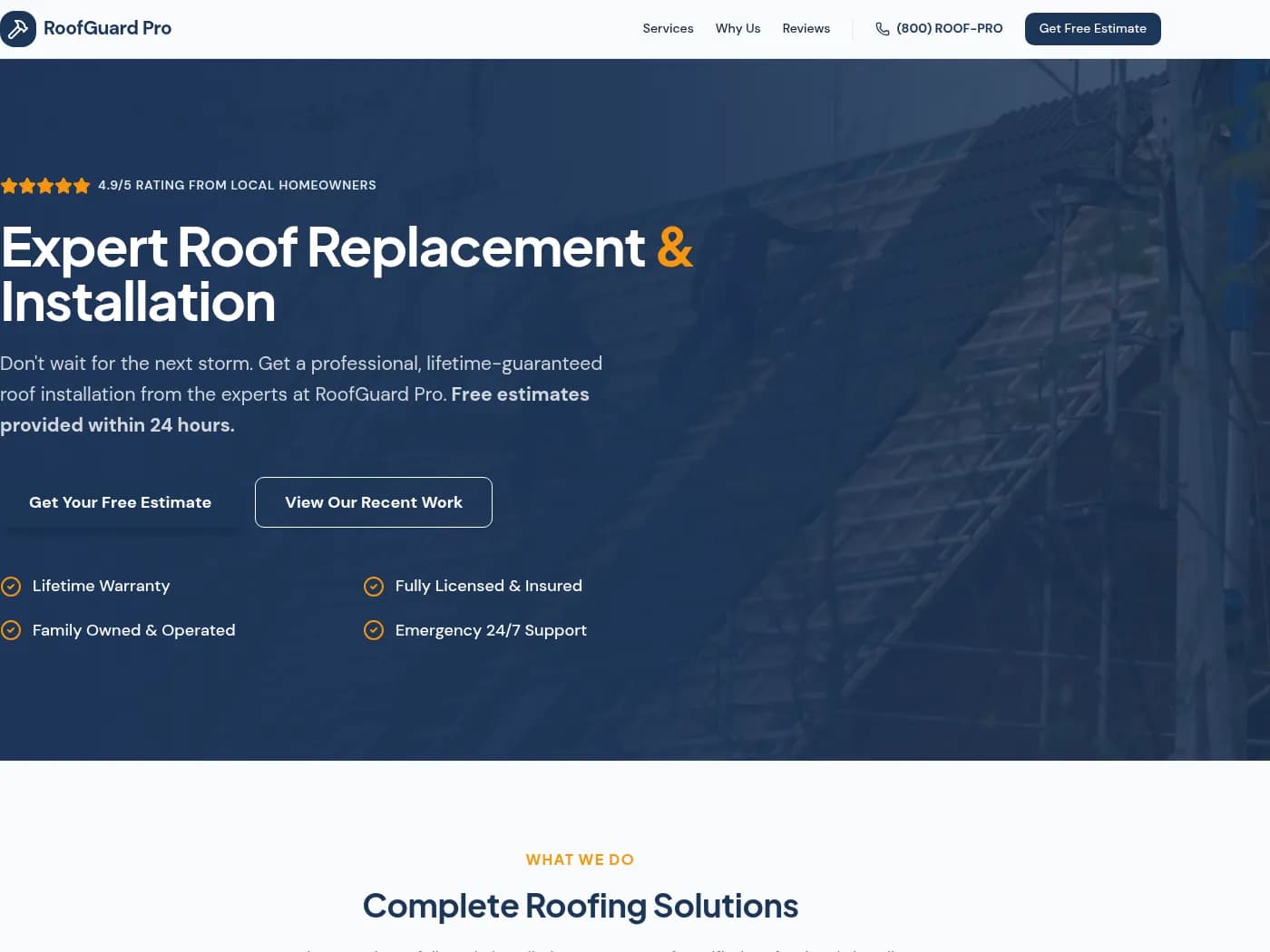 Roof Estimate Landing