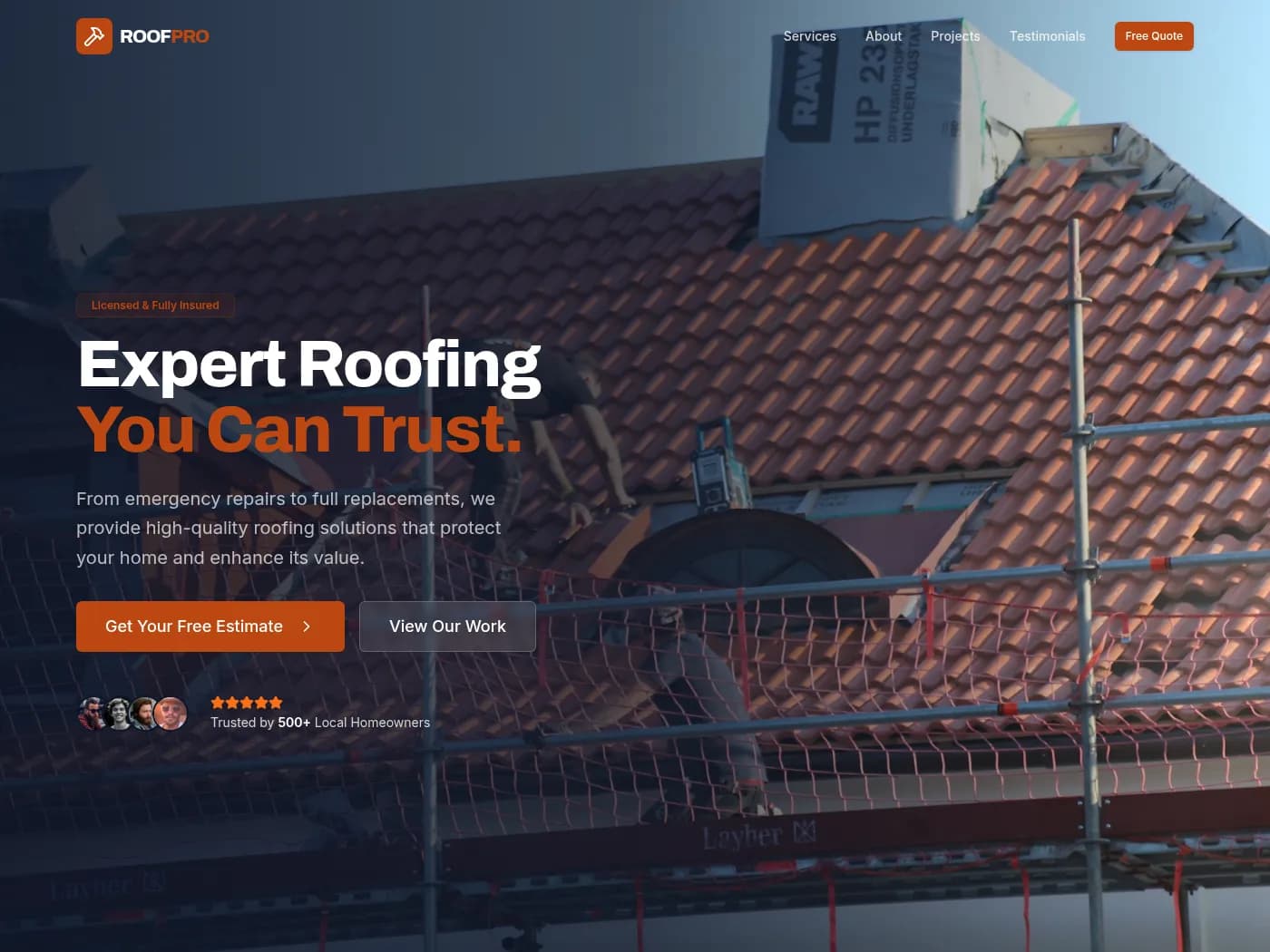 Roofer Lead Landing