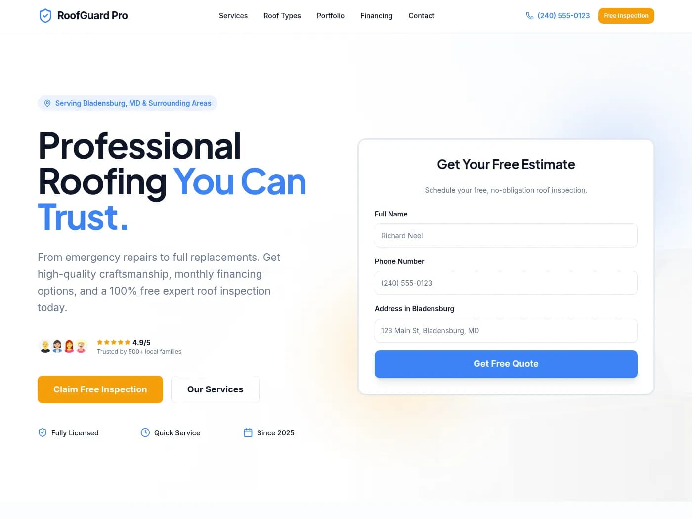 RoofGuard Pro Website