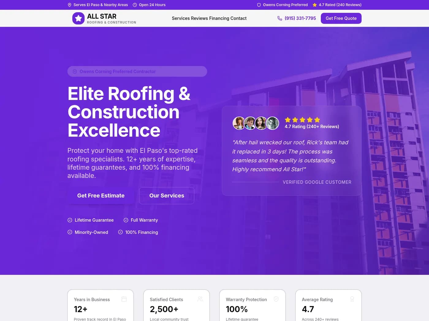 Elite Roofing Web Hub