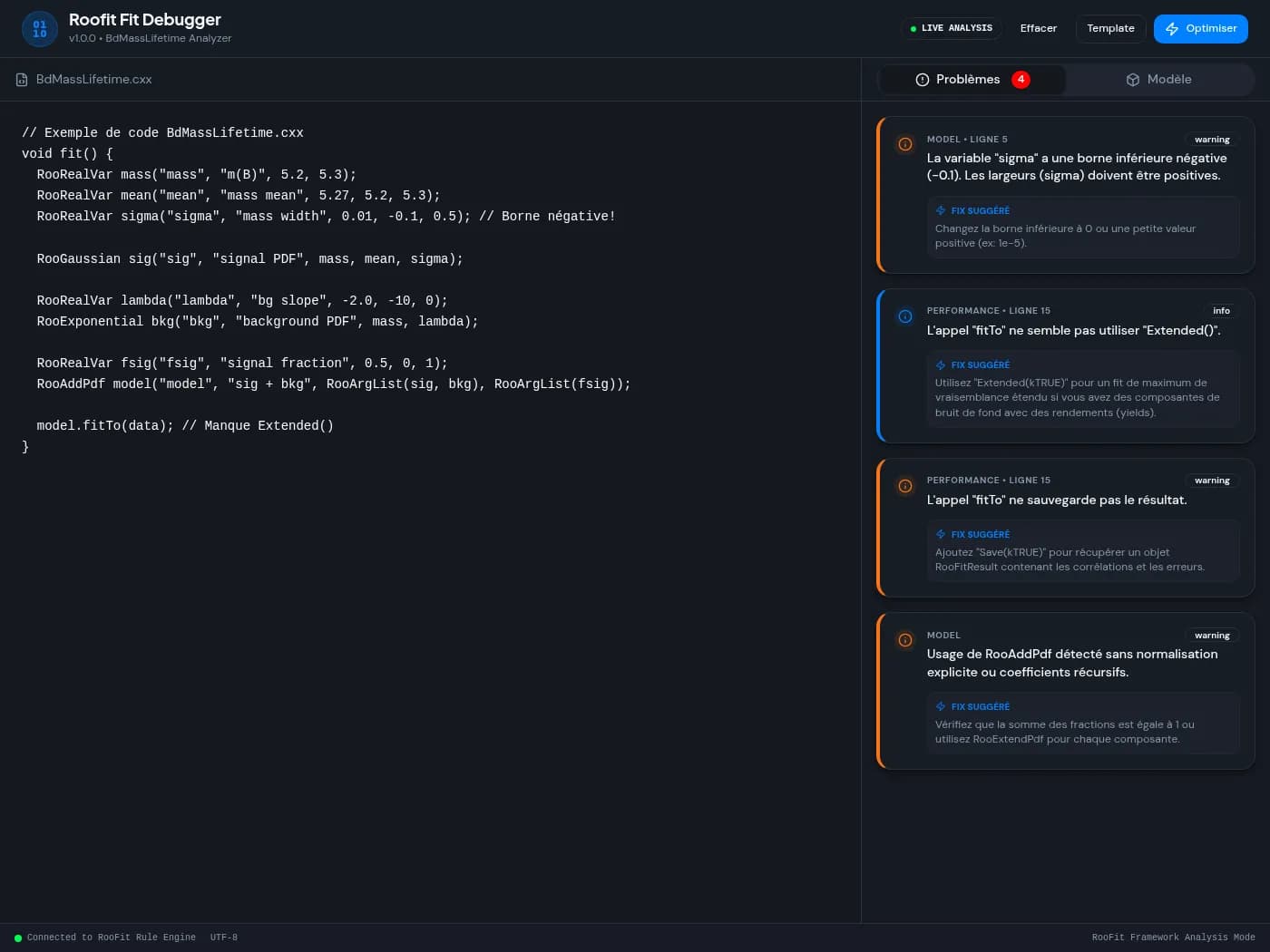 Roofit Fit Debugger