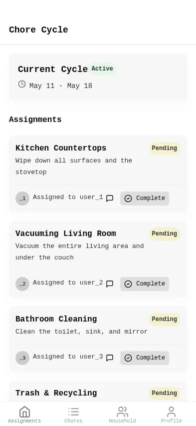 Roomie Chore Cycle