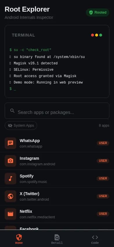 Root App Identifier Explorer