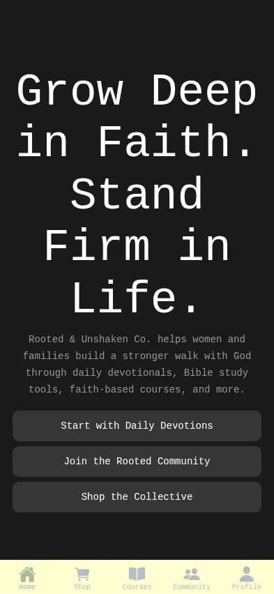 Rooted & Unshaken Hub