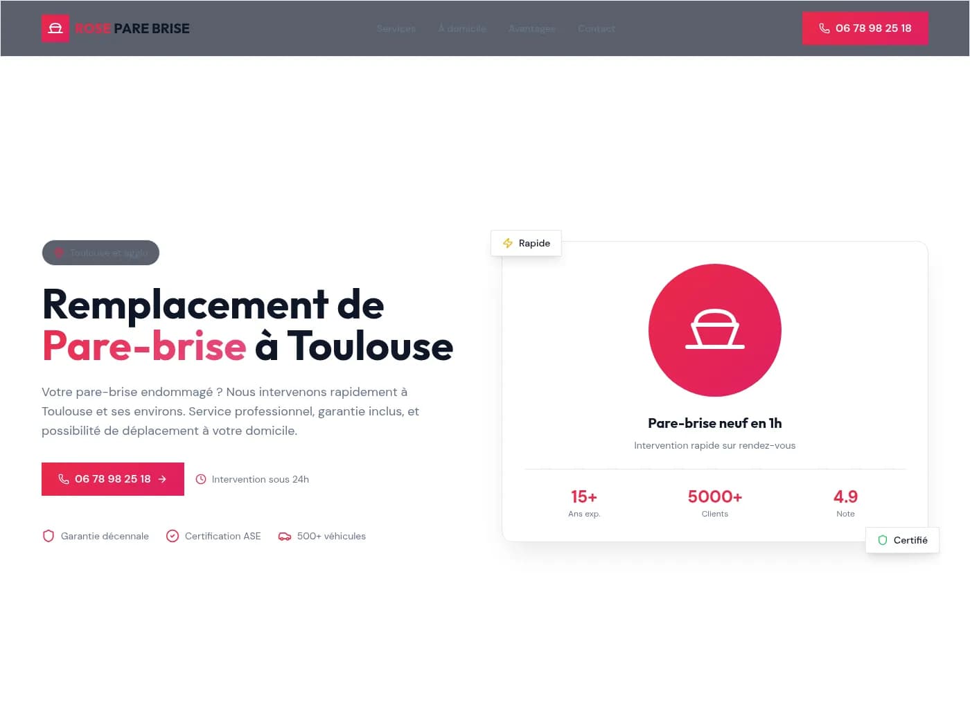 Rose Pare-Brise Web