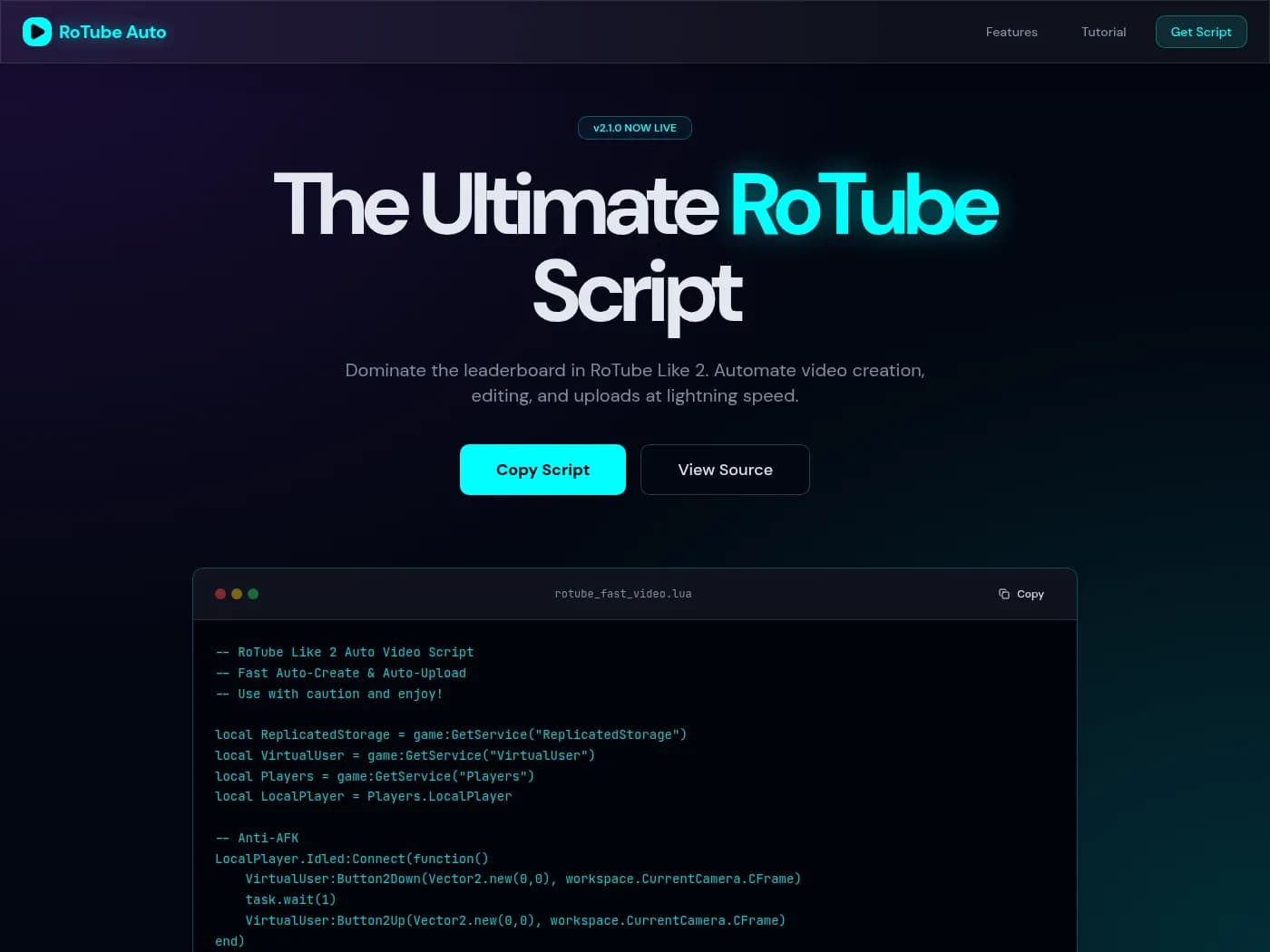 RoTube Auto Video Script