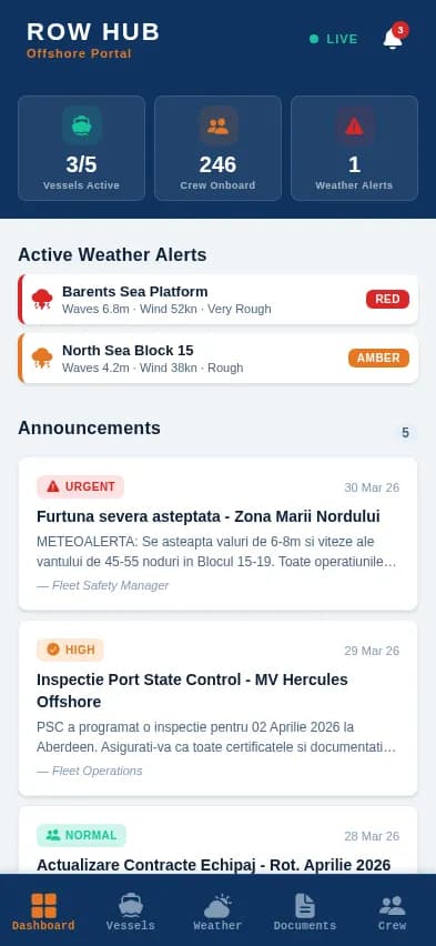 ROW HUB Offshore Portal