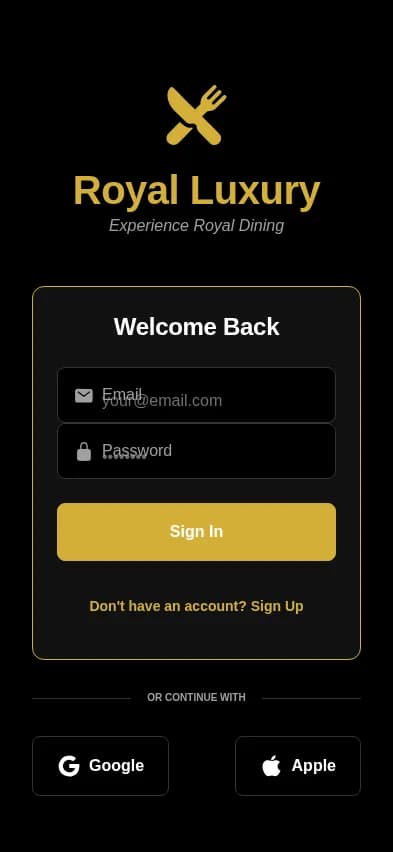 Royal Luxury Dining App